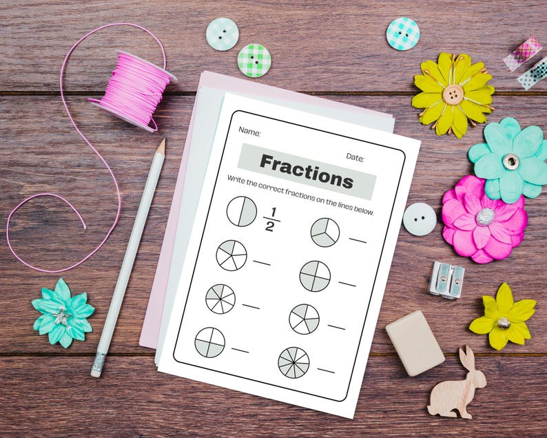 Fraction Math Worksheets for Kids, Elementary Homeschool Teacher ...