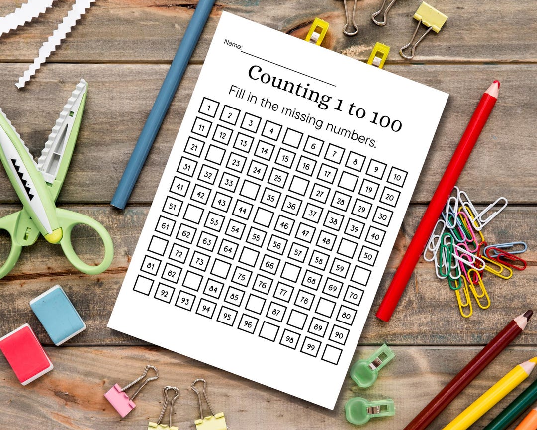 Printable Counting to 100 Worksheets for Kids, Preschool Math Practice ...