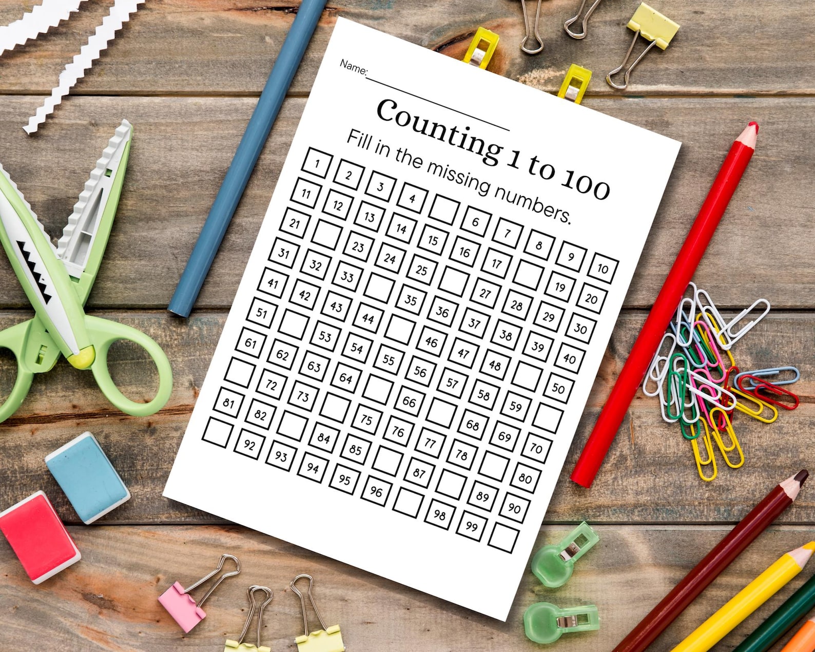 Printable Counting to 100 Worksheets for Kids, Preschool Math Practice ...
