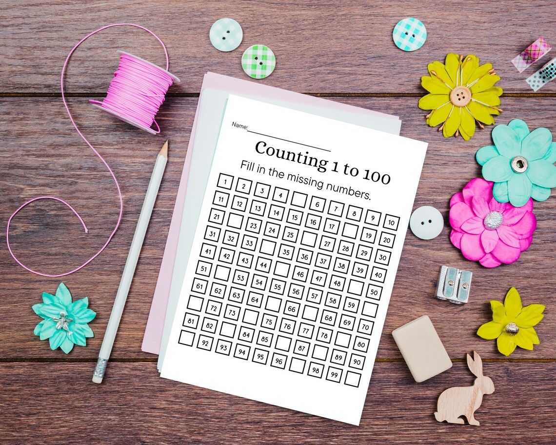Printable Counting to 100 Worksheets for Kids, Preschool Math Practice ...