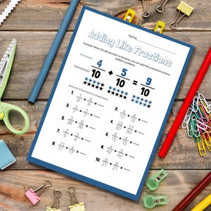 Elementary School Fraction Worksheet, Math Exercises for Kids ...