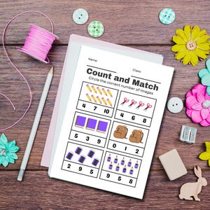 Preschool Math Worksheets Printable, Counting Match Kids Activity Sheet ...
