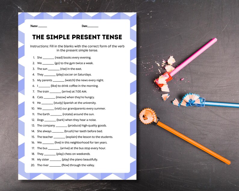 English Grammar Present Simple Worksheet, Digital Download for ...