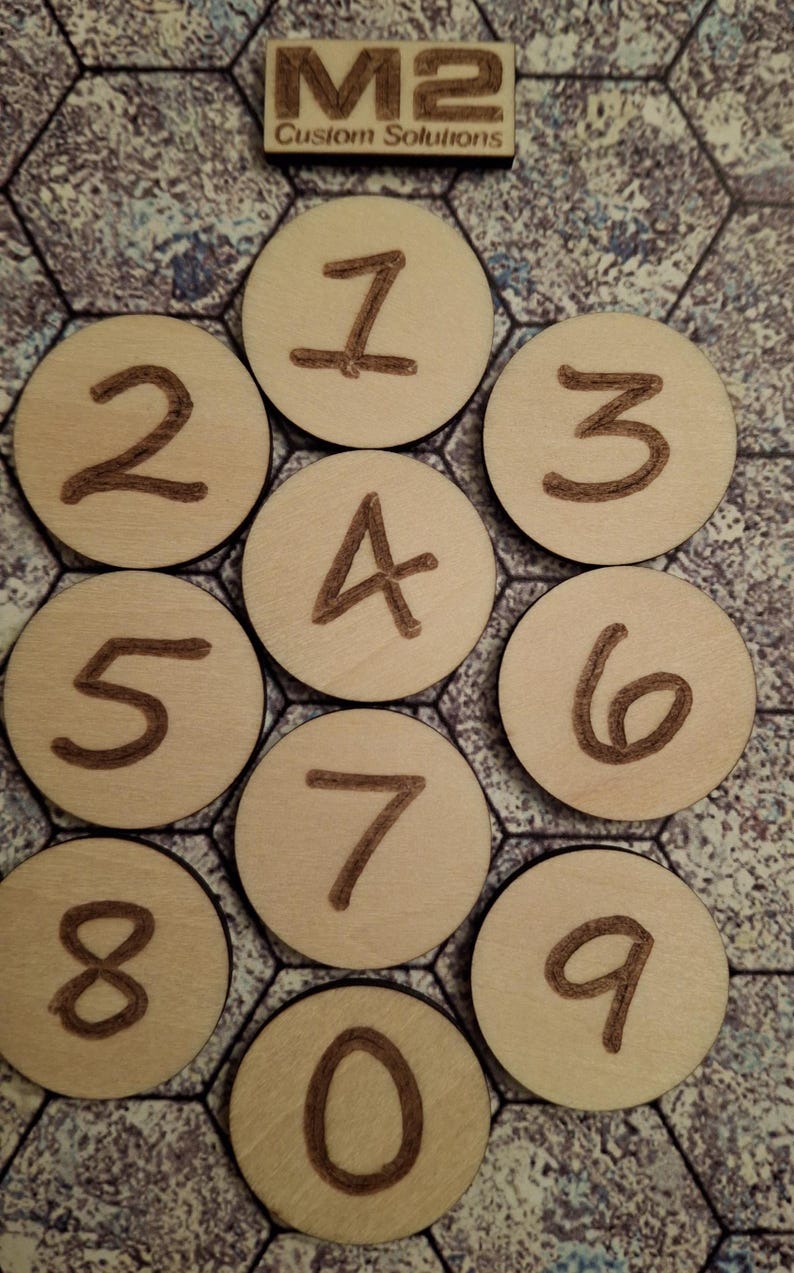 Laser Cut Wooden Numbered Token Game Pieces: Dnd, Pathfinder (10 Piece ...