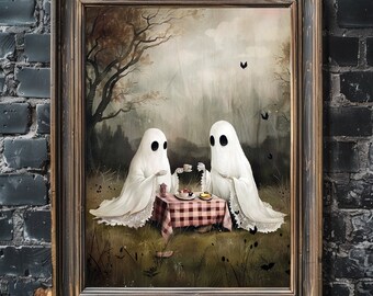 Ghost Tea Party Wall Art Poster, Vintage Wall Art, Dark Academia Gothic ...