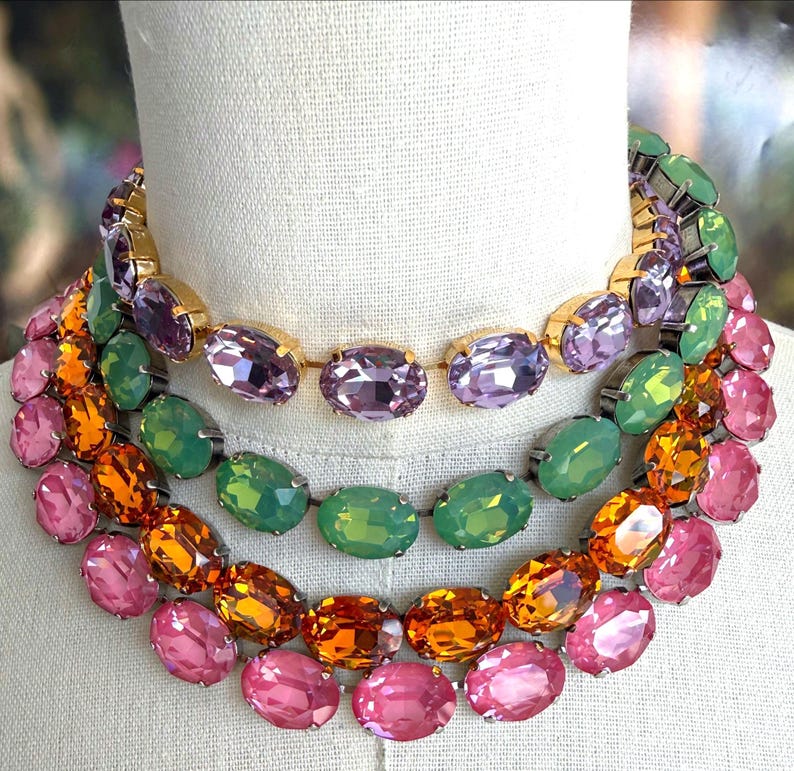 Anna Wintour Style Swarovski Crystal Bold Necklace - Etsy