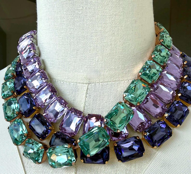 Anna Wintour Crystal Collet, Large Emerald Octagon Cut Necklaces - Etsy