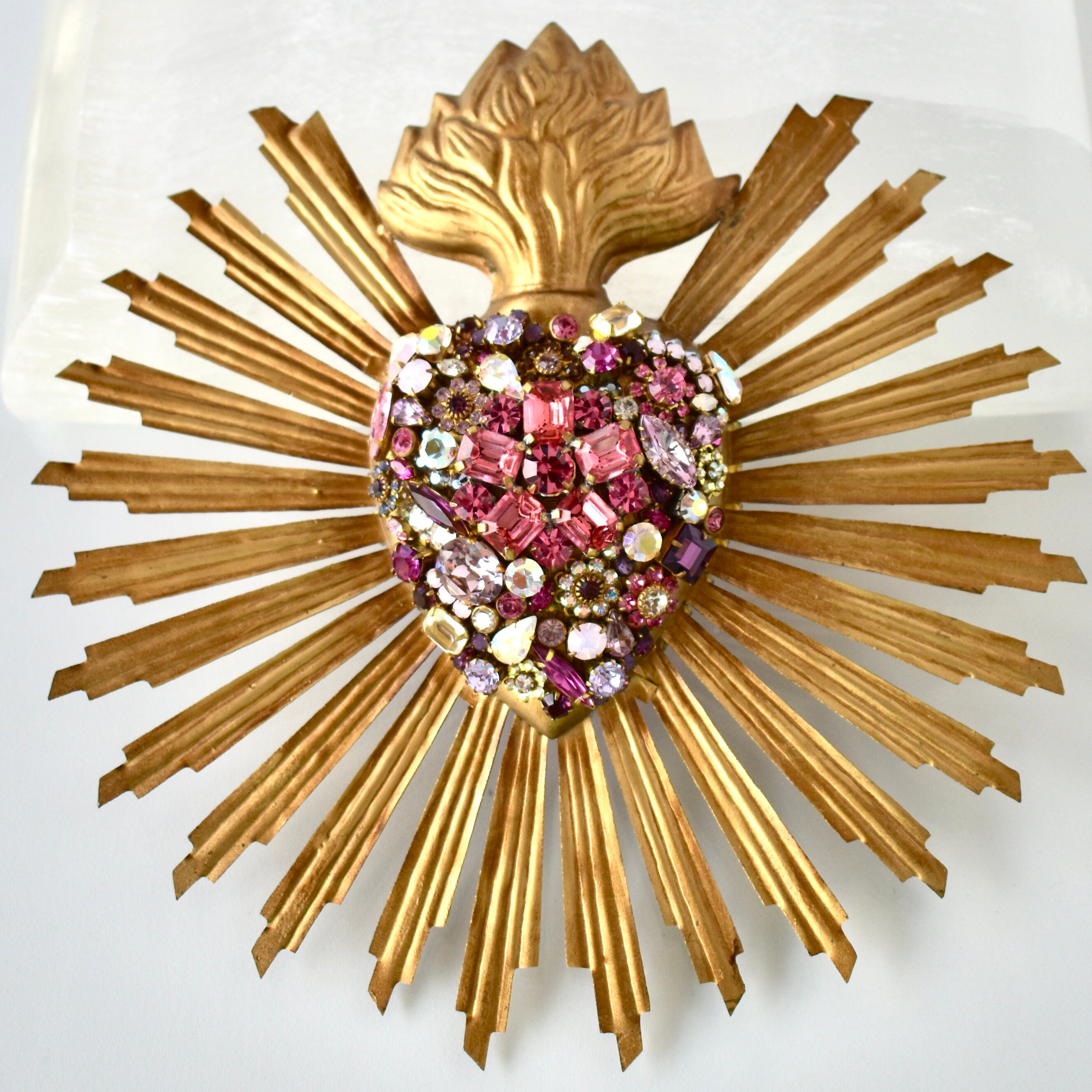 Sacred Catholic Heart Star Burst Embellished With Crystals - Etsy