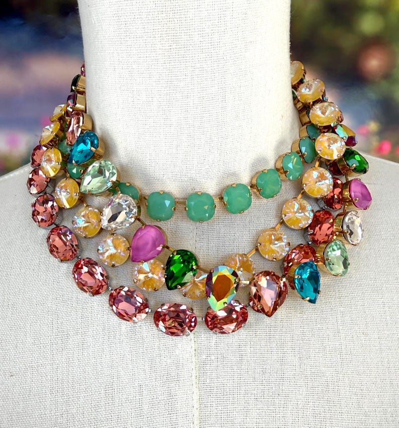 Swarovski Crystal Layering Necklaces Anna Wintour Style - Etsy