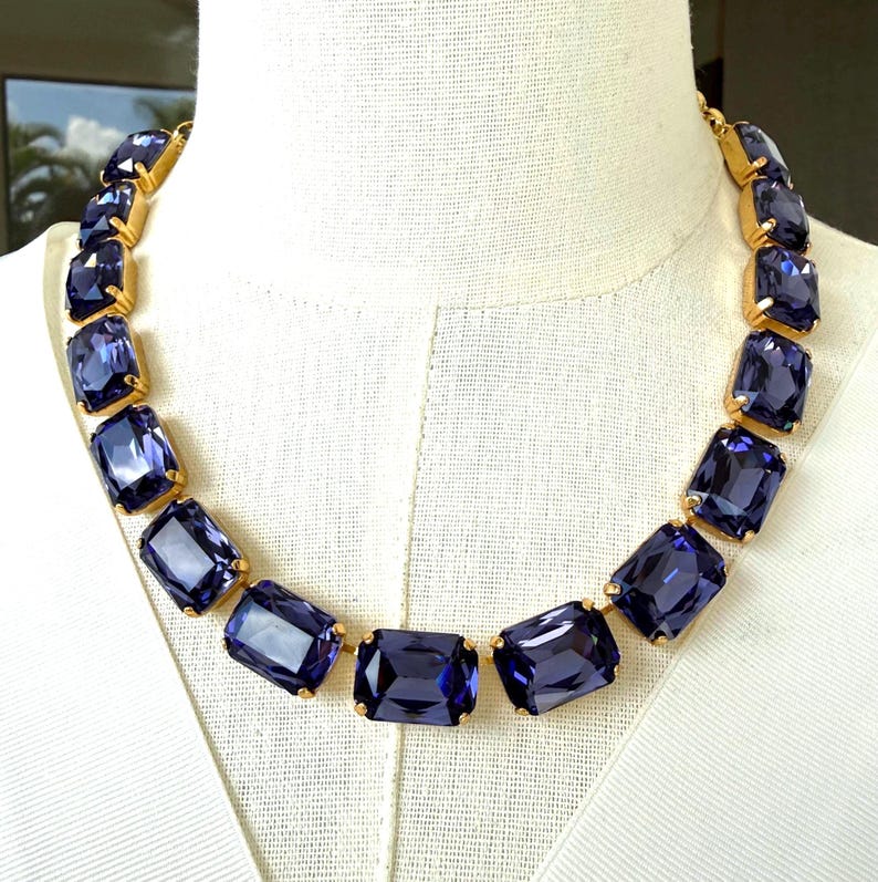 Anna Wintour Crystal Collet, Large Emerald Octagon Cut Necklaces - Etsy