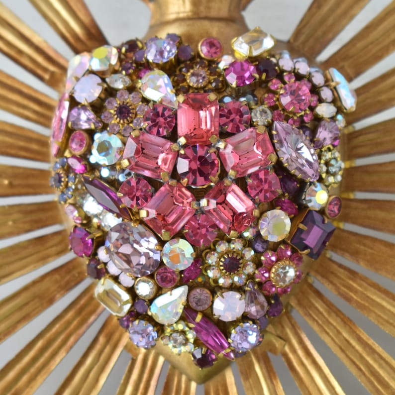 Sacred Catholic Heart Star Burst Embellished With Crystals - Etsy