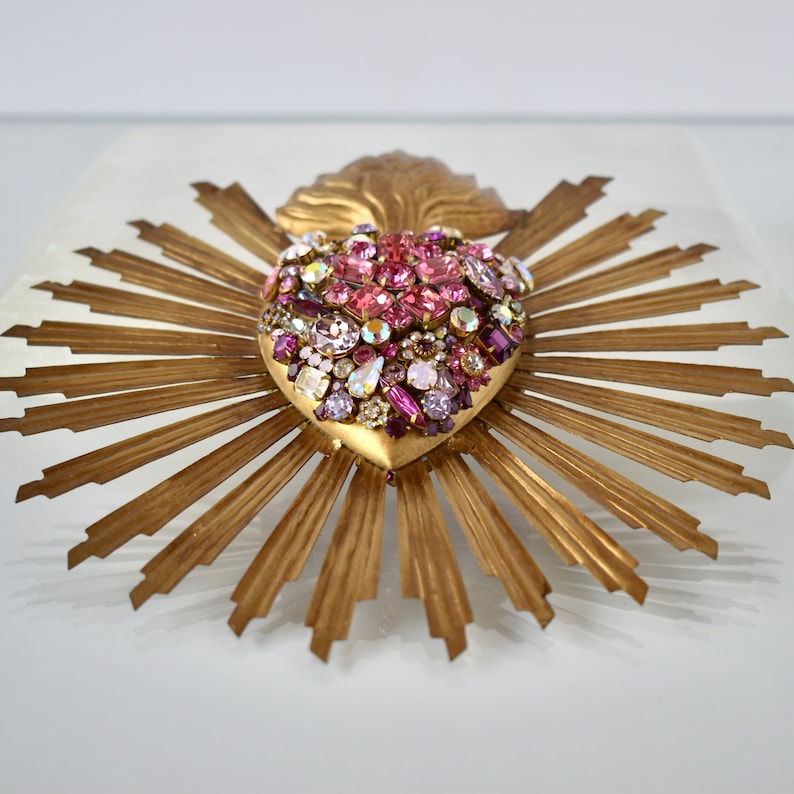 Sacred Catholic Heart Star Burst Embellished With Crystals - Etsy