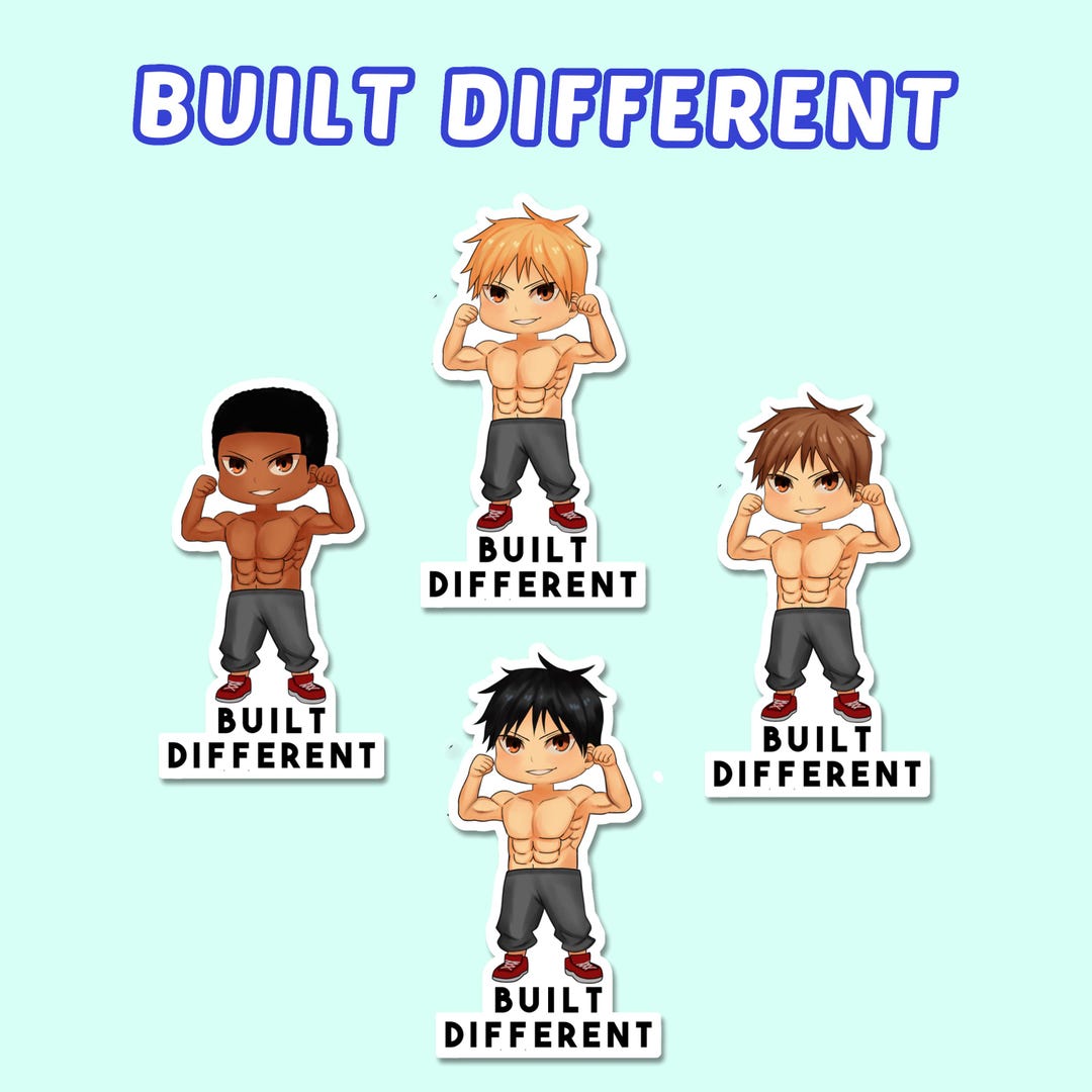 Gym Bro Sticker, Built Different, Chibi Man, Fitness Goals, Gym ...