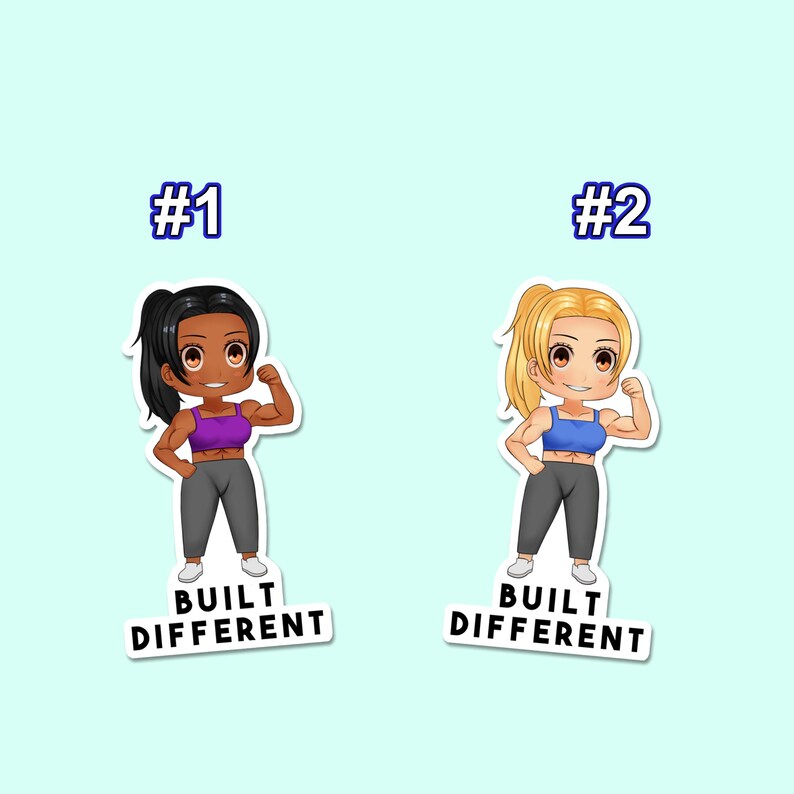 Gym Gal Sticker, Built Different, Chibi Woman, Fitness Goals, Gym ...