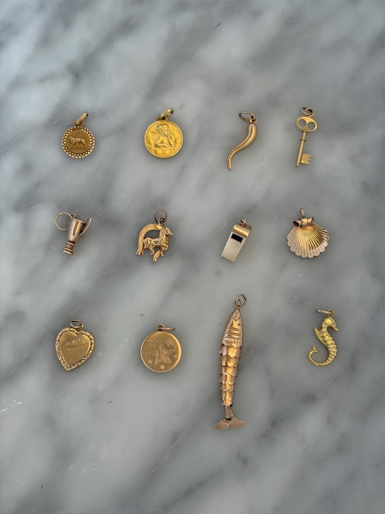Solid Gold Vintage Charms - Etsy