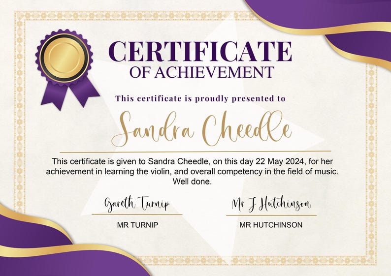 Fully Editable Music Certificate - Etsy