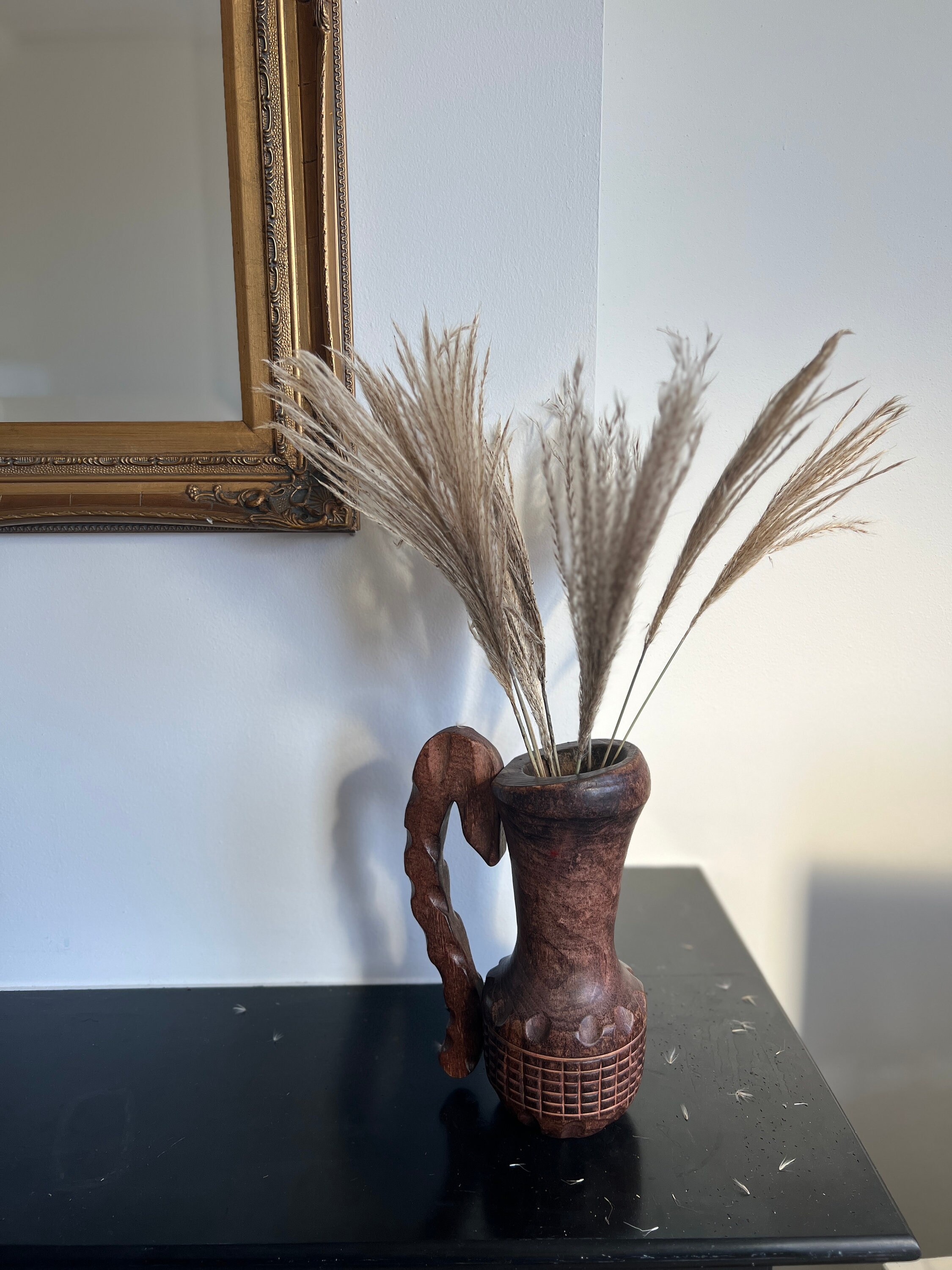 Vintage 1970s Hand Carved Wooden Pitcher. Made in Spain. Square Nails ...