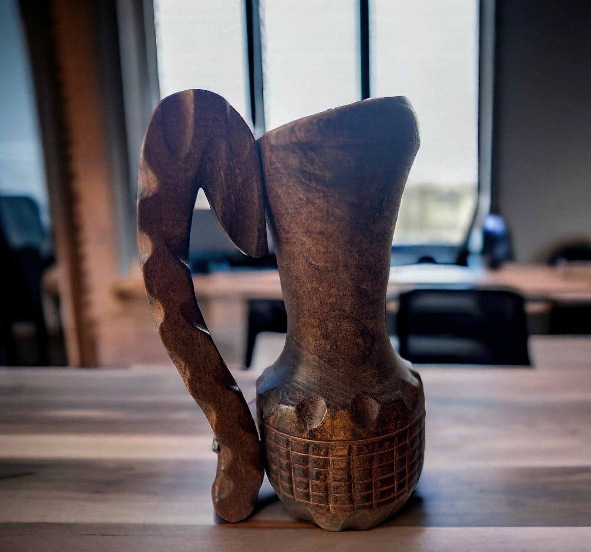 Vintage 1970s Hand Carved Wooden Pitcher. Made in Spain. Square Nails ...