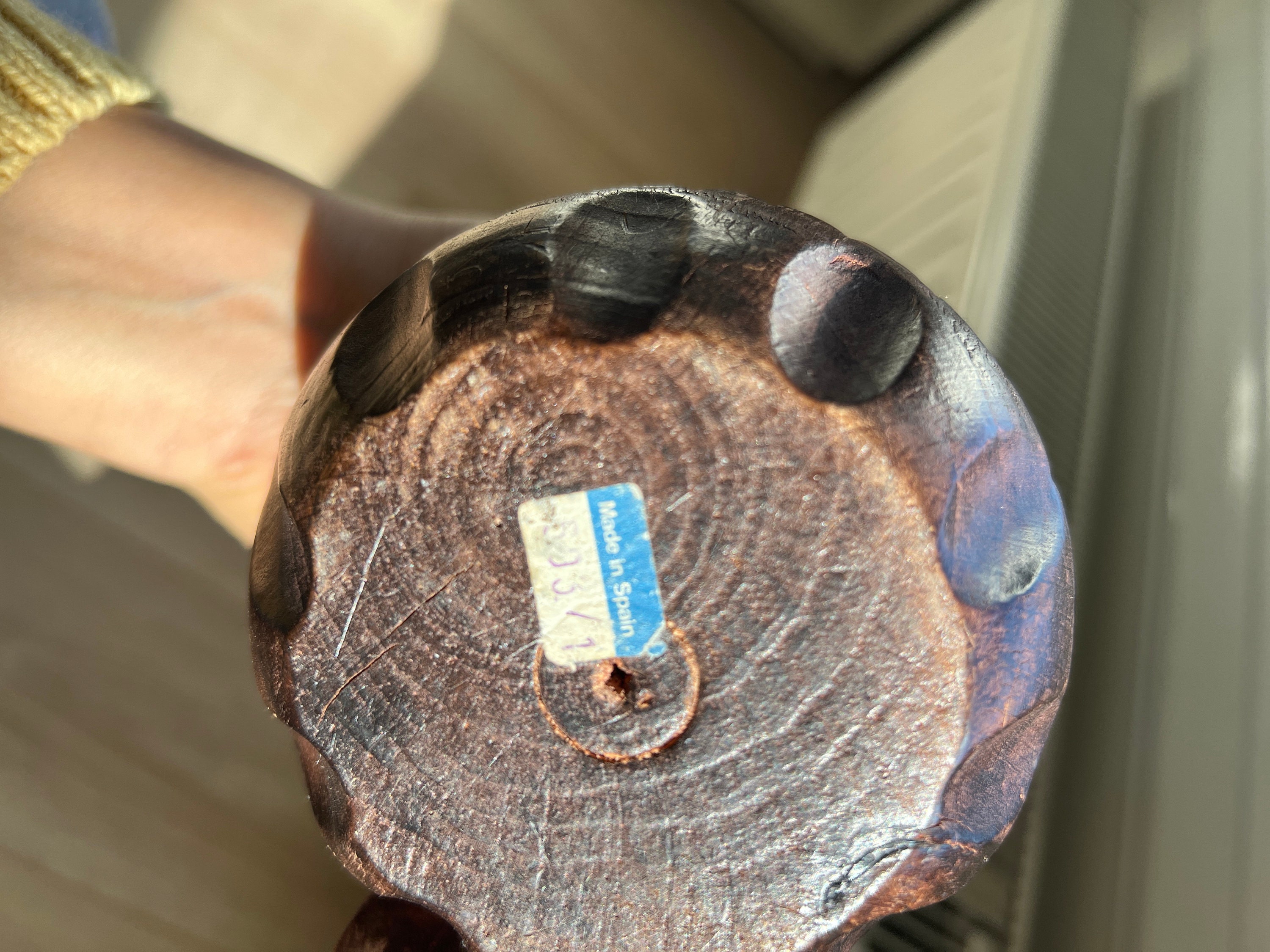 Vintage 1970s Hand Carved Wooden Pitcher. Made in Spain. Square Nails ...