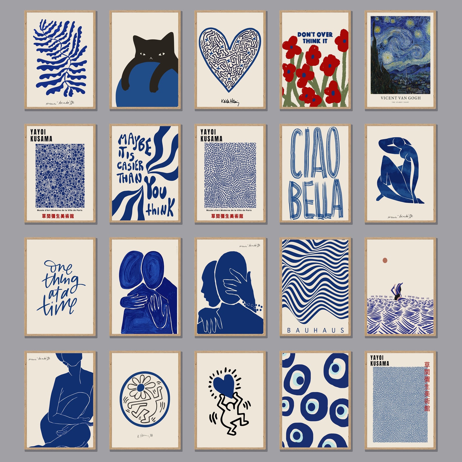 Set of 20 Blue Prints Bundle, Matisse Print Set, Kith Haring Posters ...