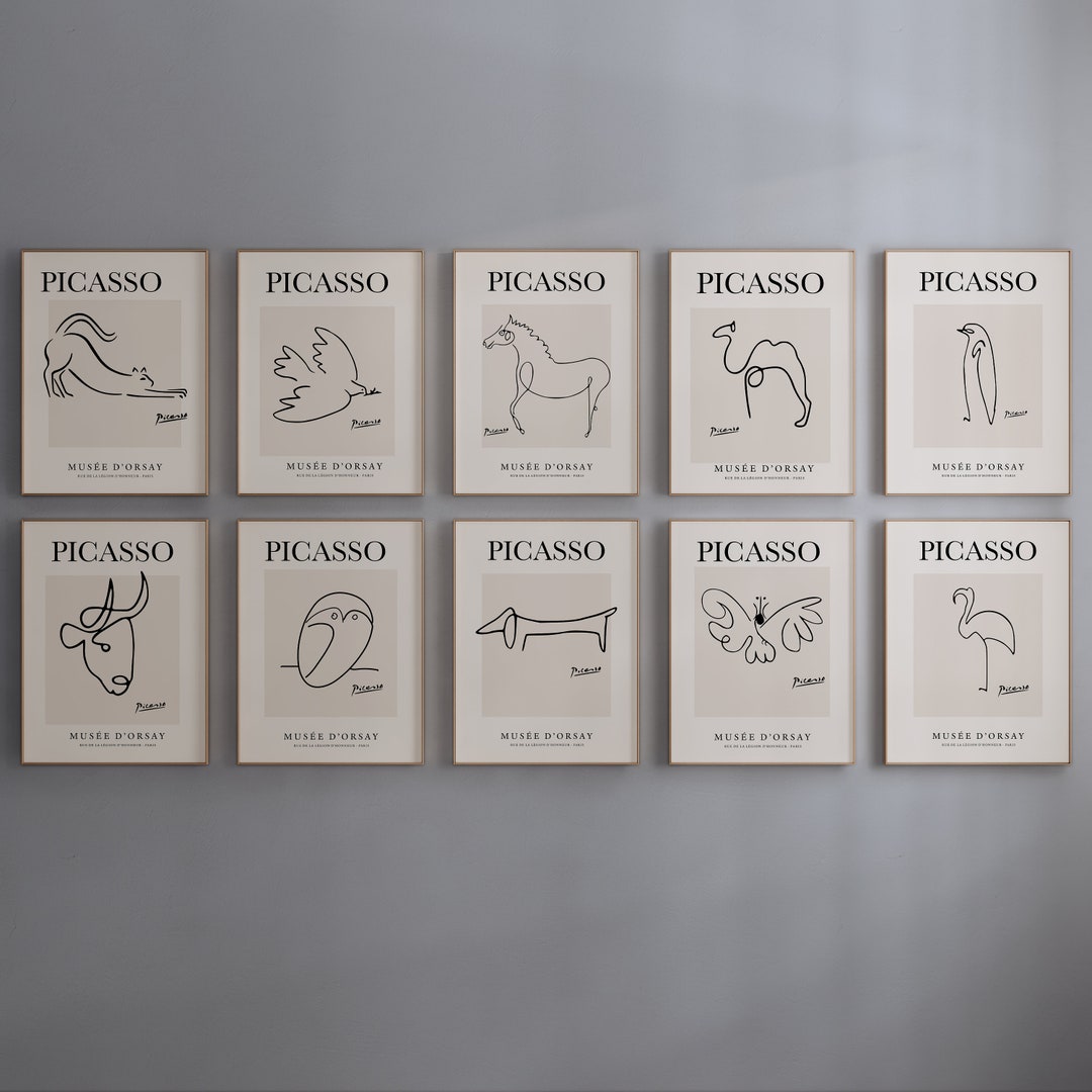 Picasso Prints Set of 10, Animal Print Collection, Picasso Abstract ...