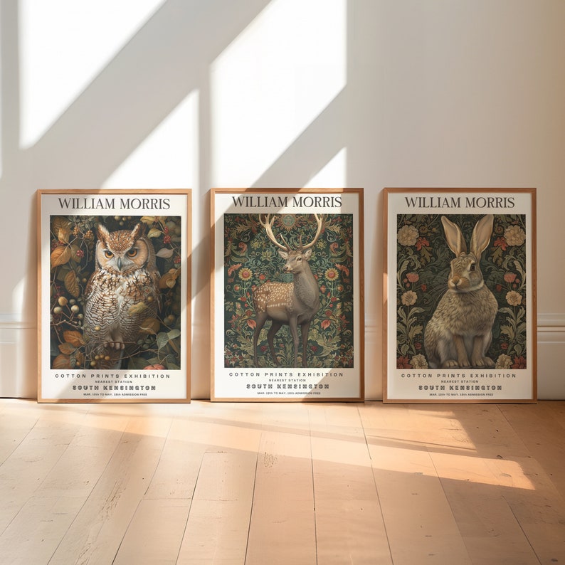 William Morris Prints, 3 Piece Wall Art, William Morris Rabbit ...
