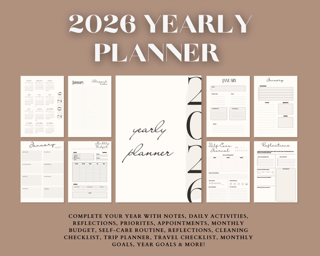 2026 Digital Planner Printable | Yearly Life Planner | Goals, Budget ...