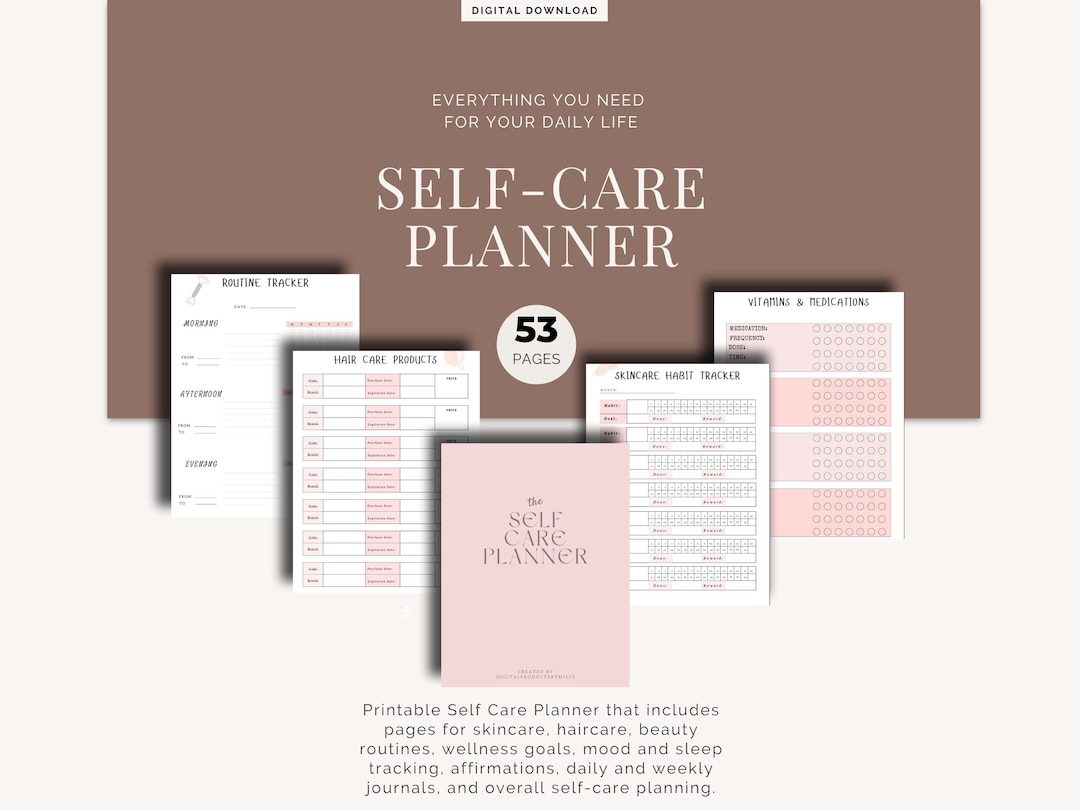 Self-care Planner: Daily Routine Tracker, Journal, Printable, Planner ...