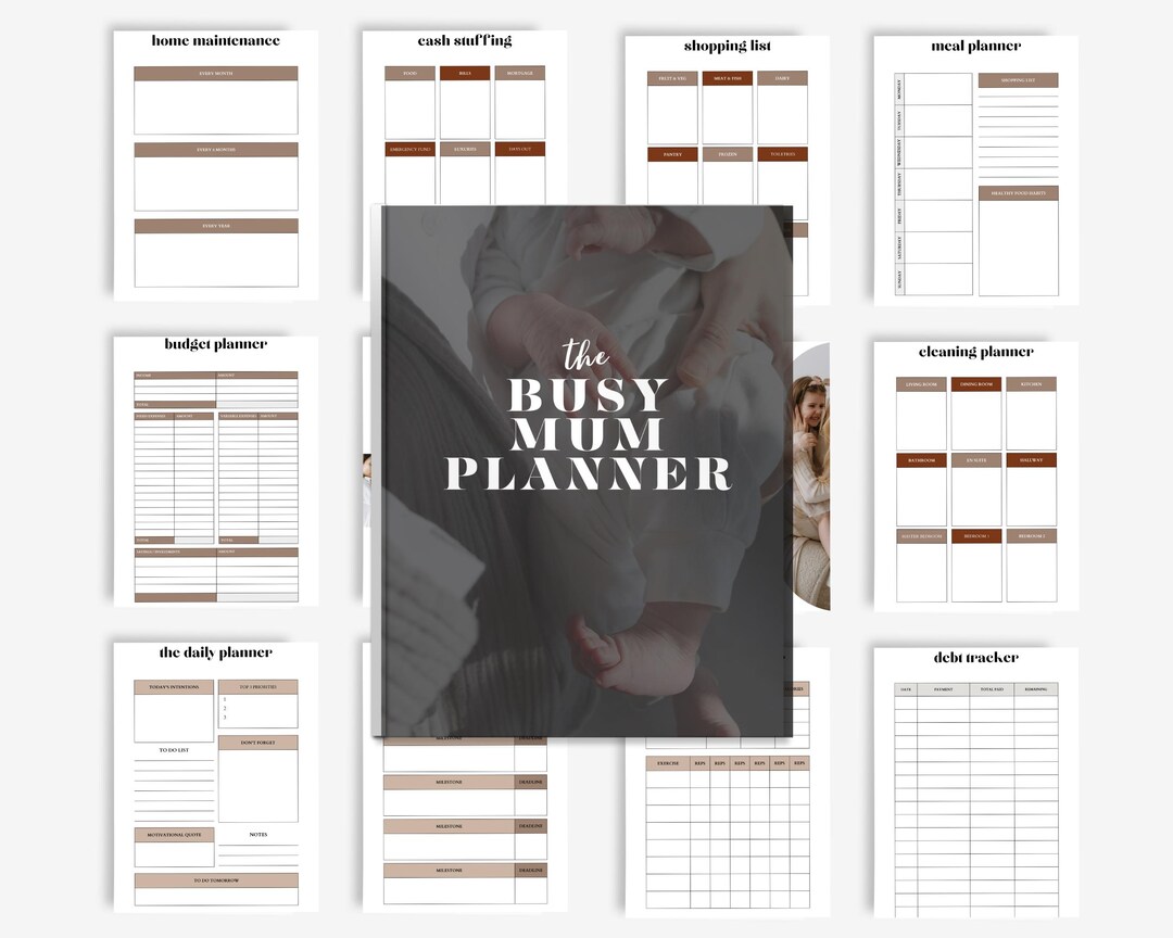Busy Mum Planner Printable, Digital, Budget, Meal, Cleaning, Goals ...