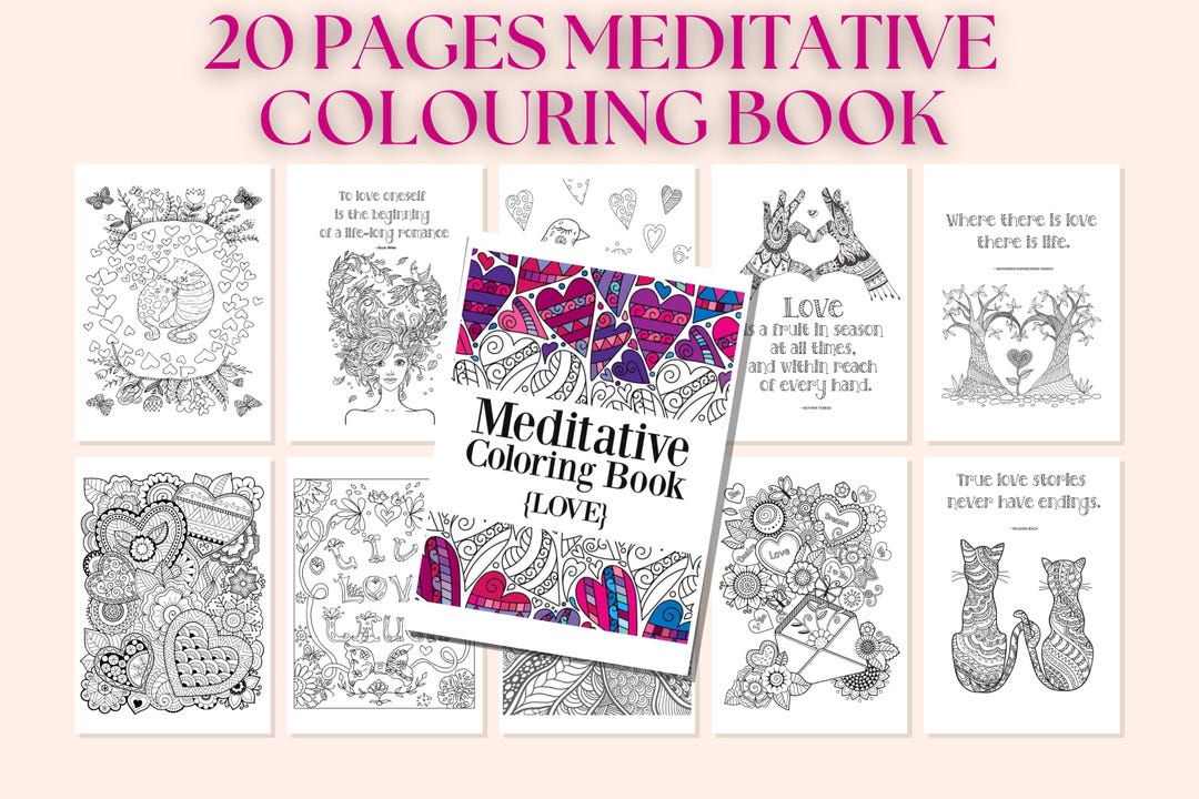 Meditative Coloring Pages, Printable, Digital Download, Love Quotes ...