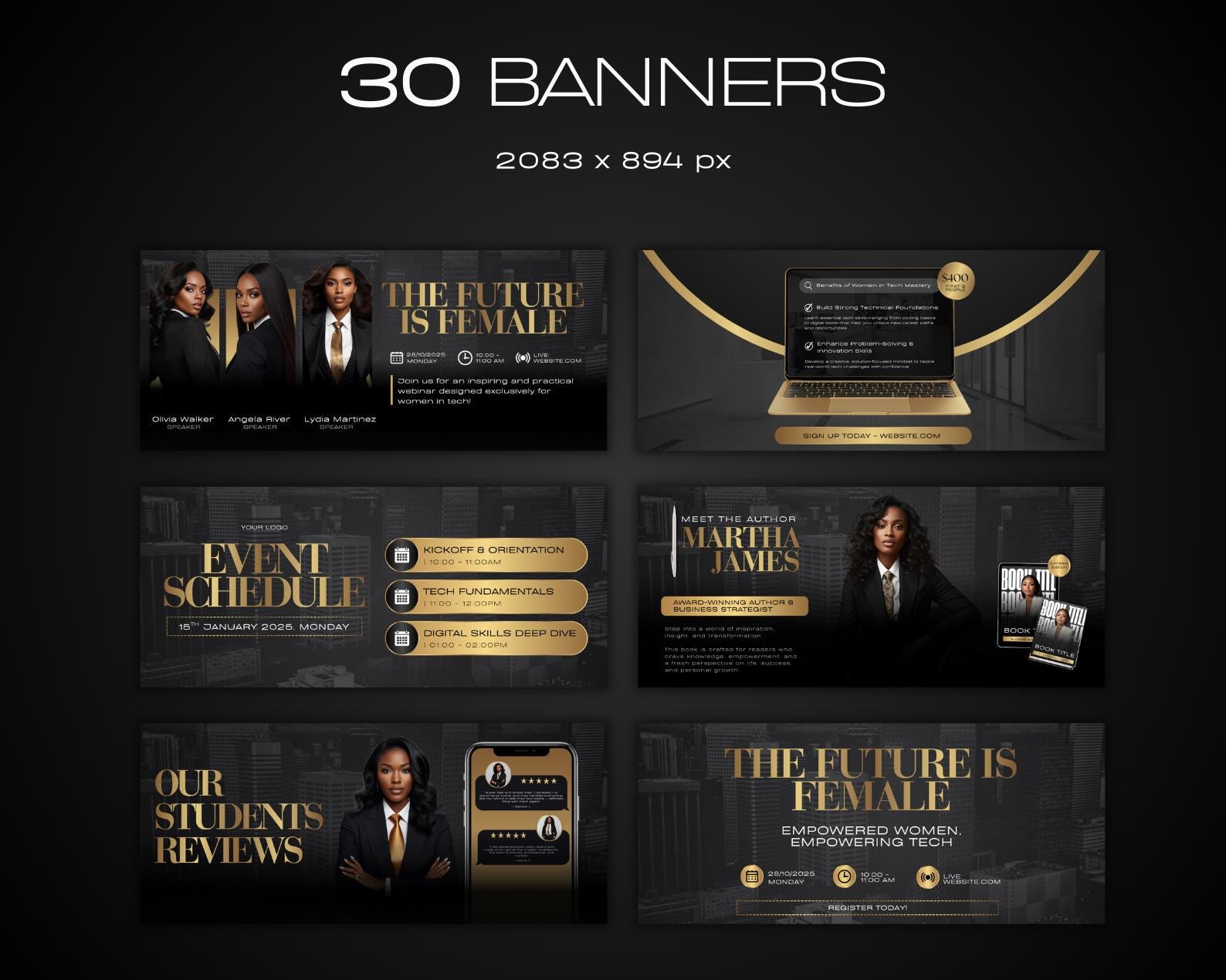 30 Coaching Web Banners Templates, Canva Banners Bundle for Masterclass ...