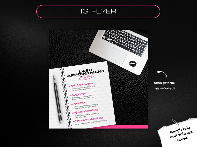 Lash Tech Flyer IG Posts Branding Kit Extensions Content Lashes ...