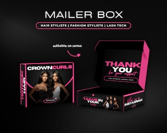 Wig Mailer Box Design Lace Front & Bundles Box Packaging Design DIY ...