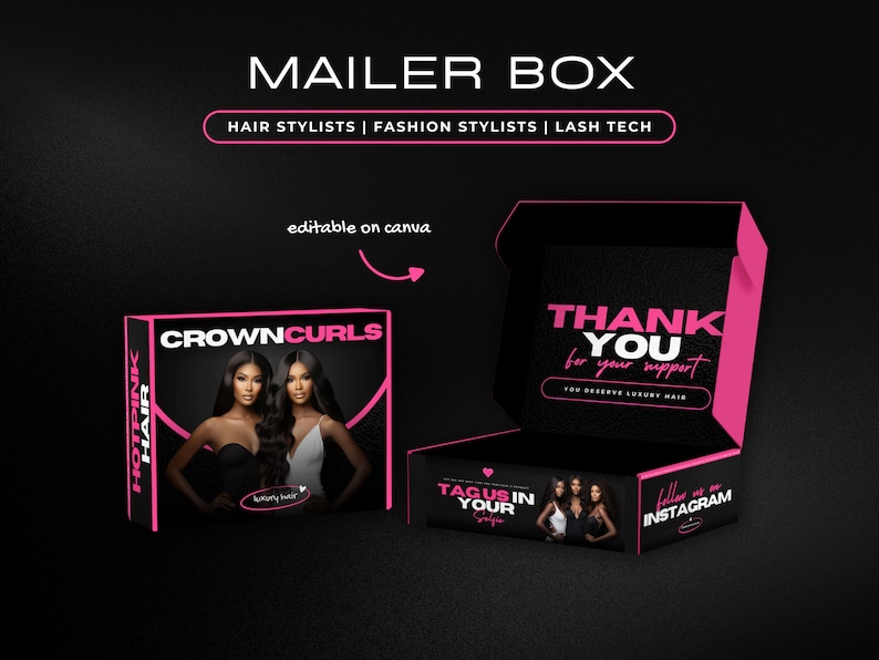 Wig Mailer Box Design Lace Front & Bundles Box Packaging Design DIY ...