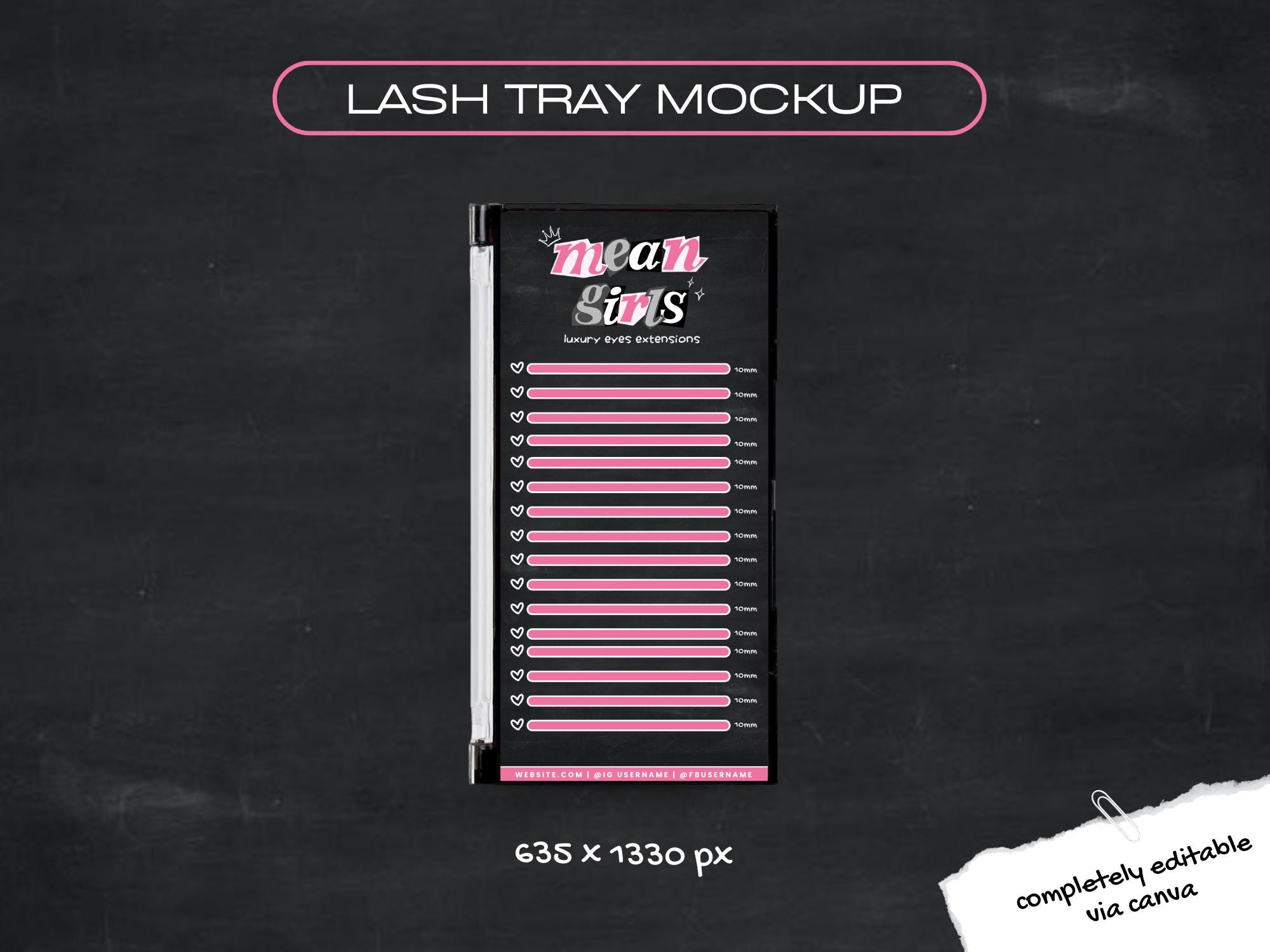 Editable Lash Tray Template | Lash Tech Supplies Design | Eyelash Tray ...