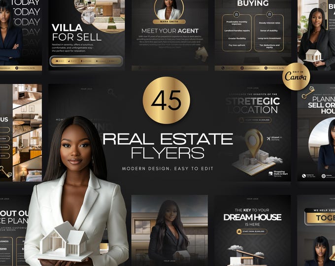 45 Real Estate Flyer Templates, Canva Realtor Marketing Kit, Property ...