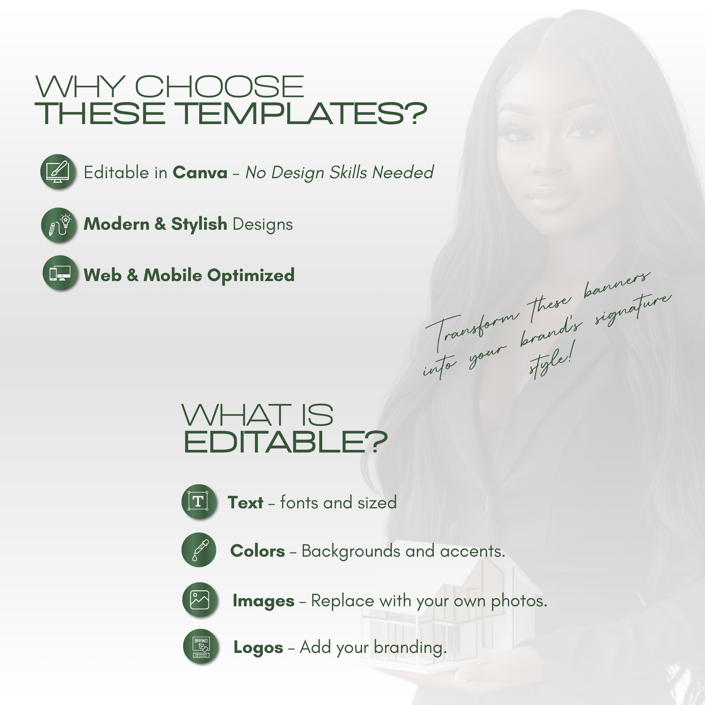 Real Estate Canva Banners, 30 Property Listing Templates, Realtor ...