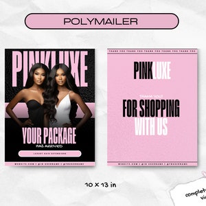 Wig Polymailer Box Design | Lace Front & Bundles Box Packaging Design | DIY Editable in Canva ...