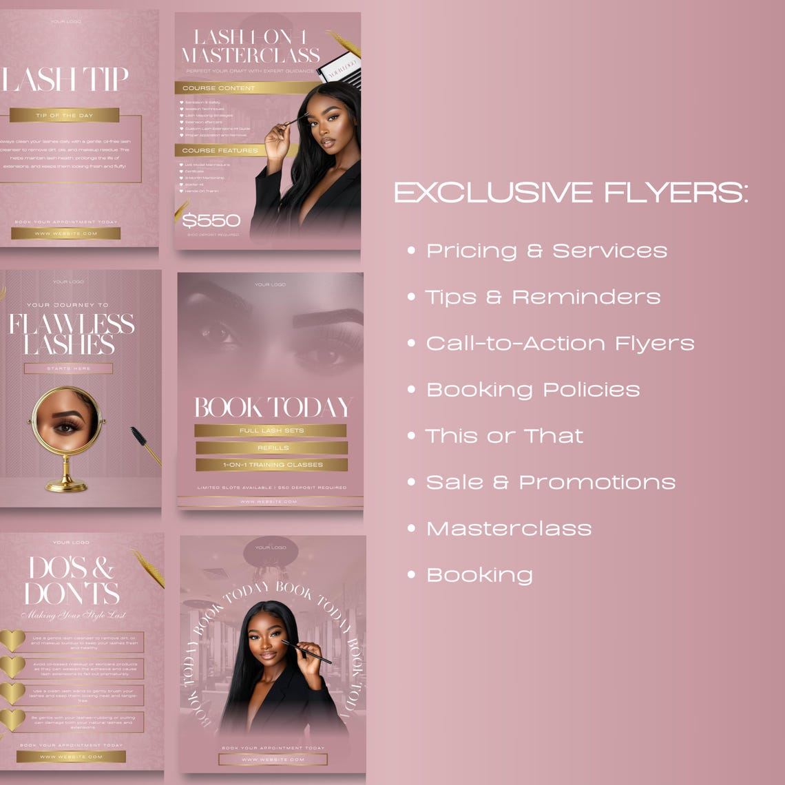 40 Lash Tech Flyers, Lash Tech IG Posts, Lash Tech Branding Kit, Lashes ...
