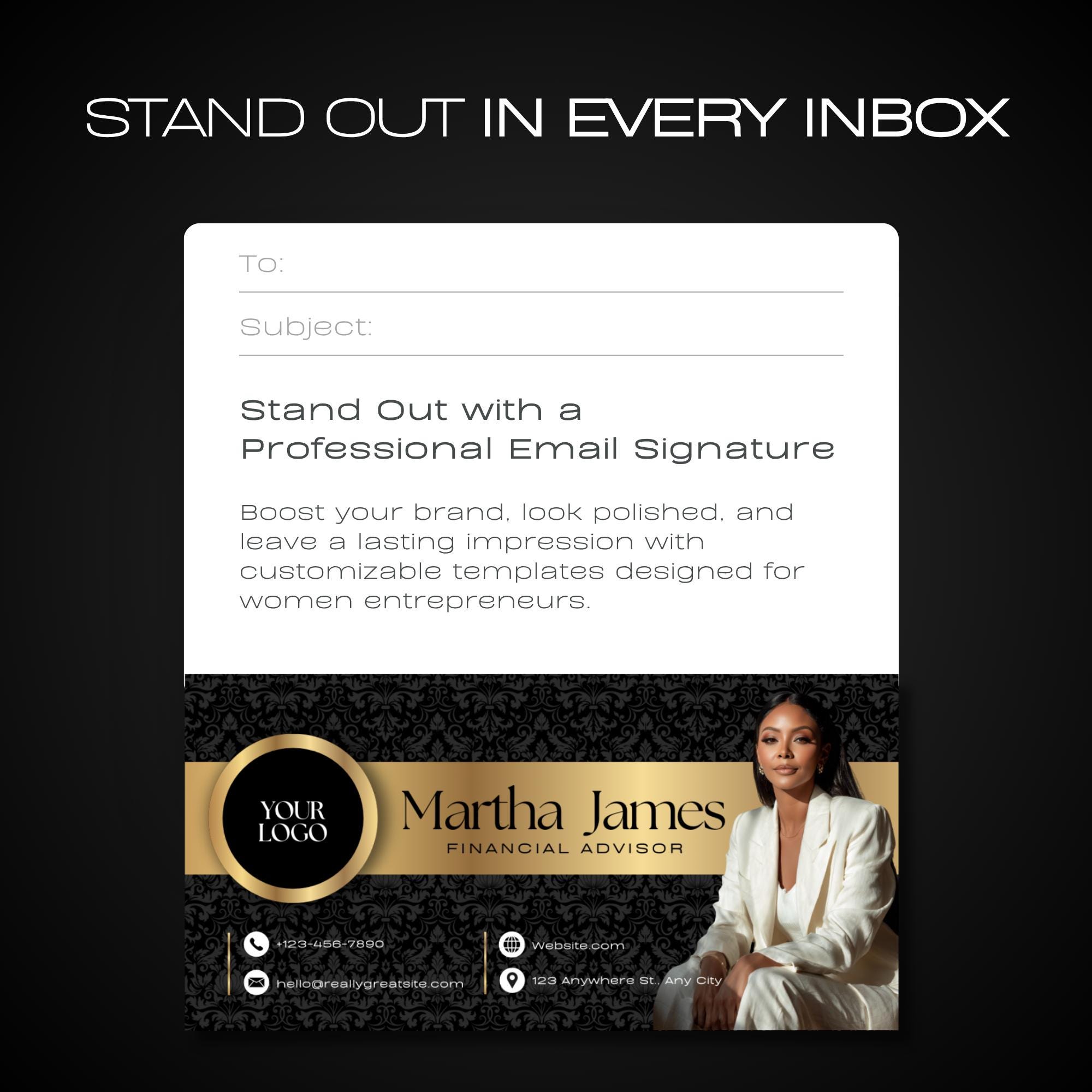 Email Signature Template for Women Entrepreneurs, Financial Advisor ...