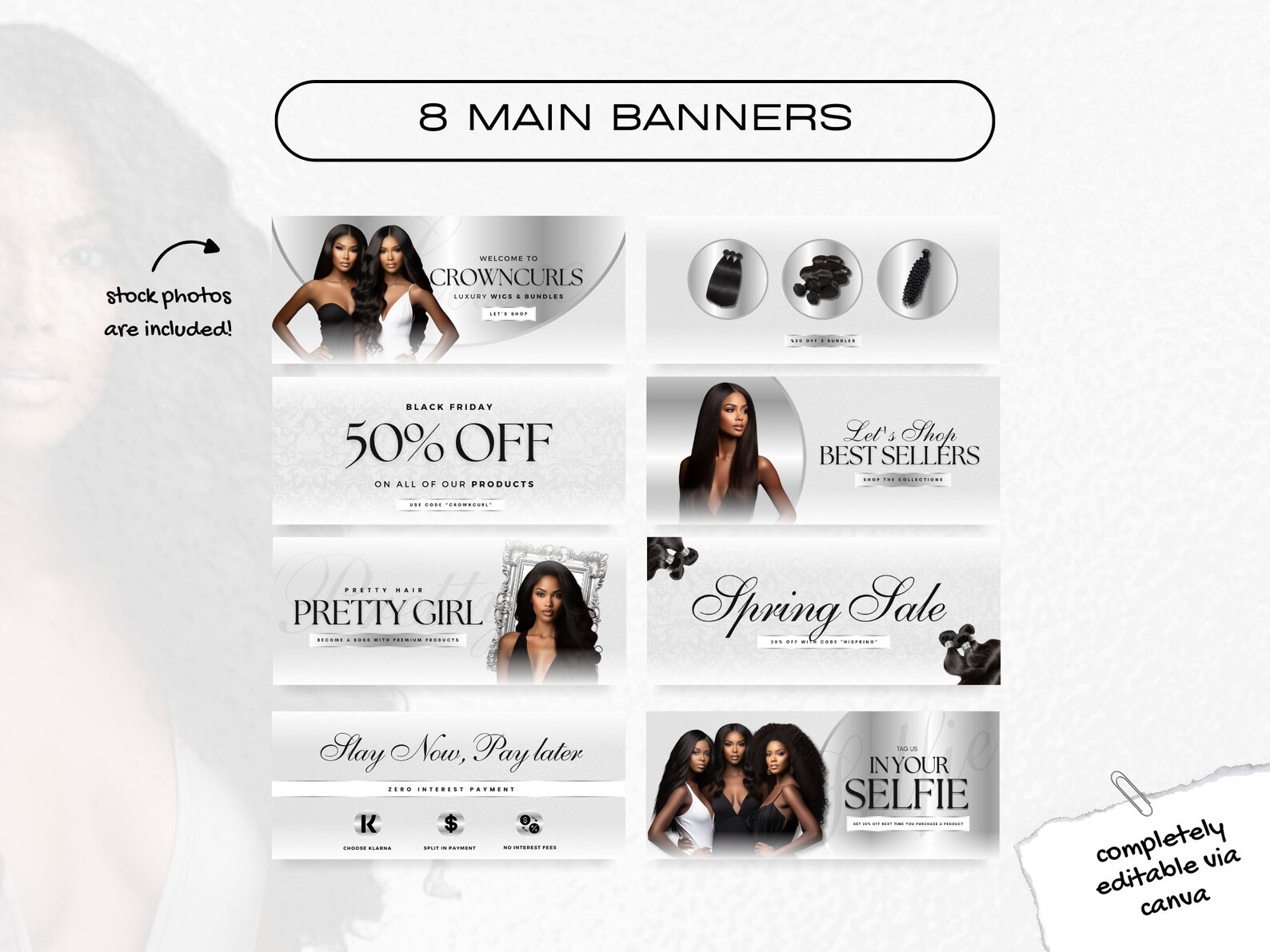 Hair Web Banner Set | Premade Web Banners Templates | Hair Website ...
