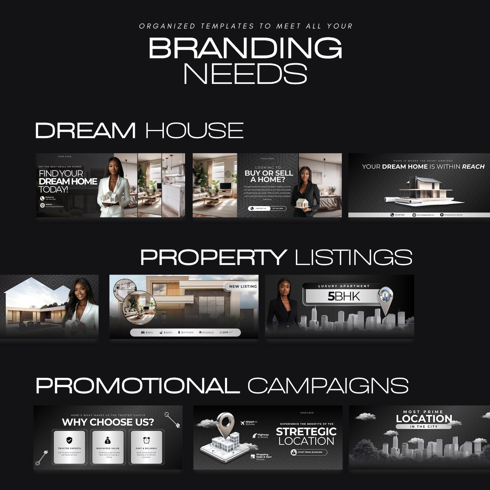 Realtor Banner Templates, Real Estate Canva Marketing Banners, Editable ...
