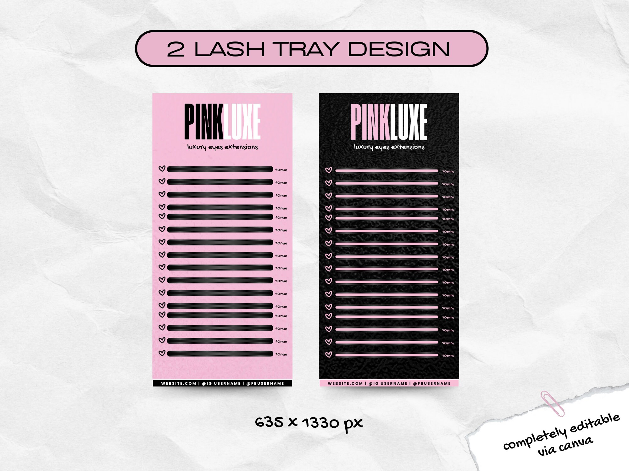 Editable Lash Tray Template | Lash Tech Branding | Eyelash Packaging ...