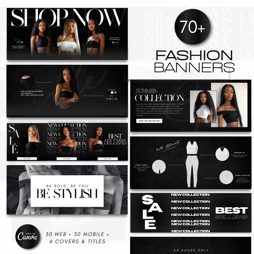 Fashion Web Banner Templates: Clothing & Streetwear (70+ Canva Editable ...