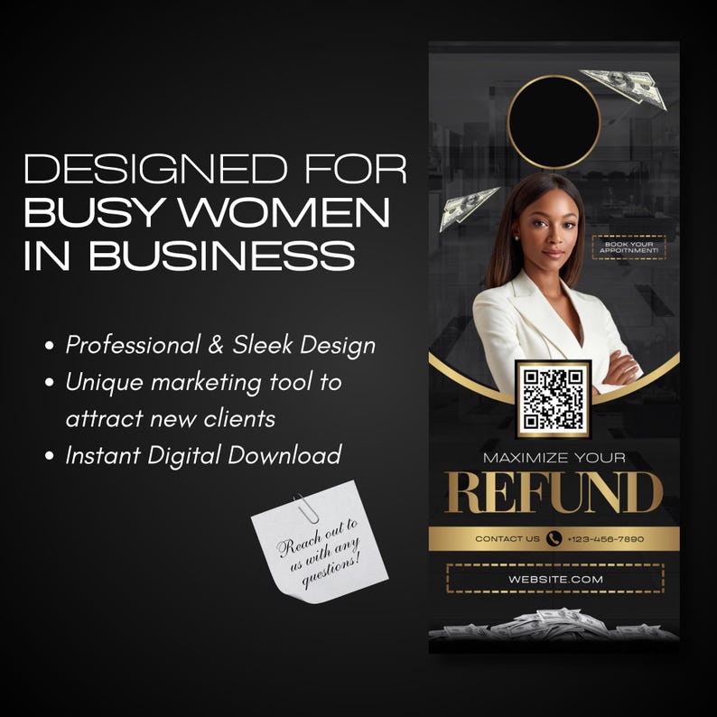 Tax Door Hanger Template, Canva Editable, Tax Prep Marketing, Maximize ...