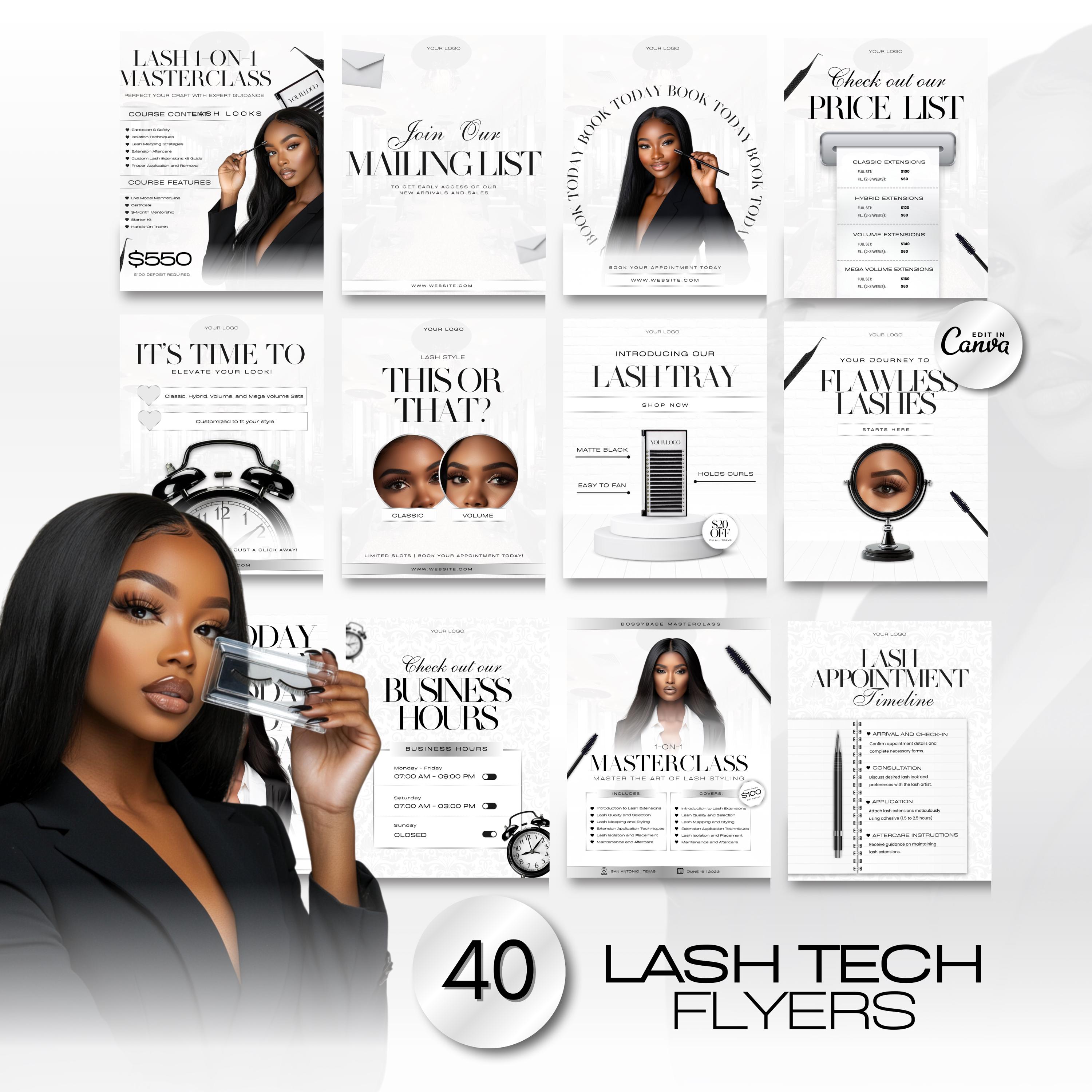 Lash Tech Flyers: 40 Canva Templates for Lash Artists (digital Download ...