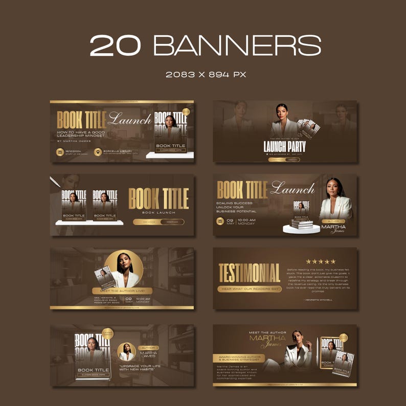 20-in-1 Editable Author Launch Banners | Customizable Canva Templates ...
