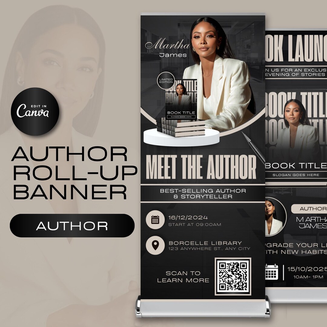 Author Roll-up Banner Template, Retractable Book Launch Event, Book ...