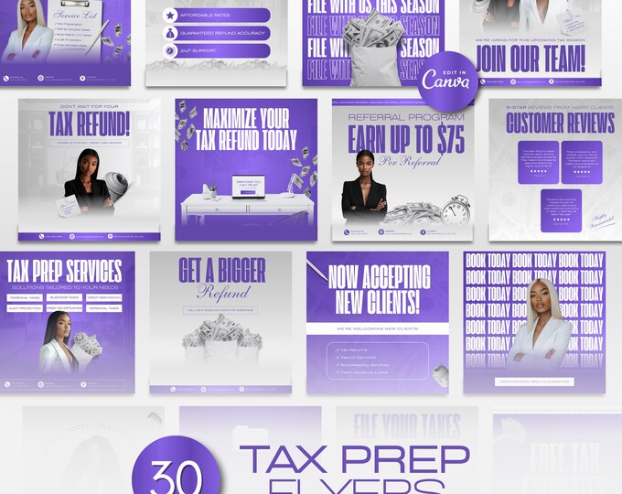 Tax Prep Flyers, 30 Editable Accountant & Tax Service Business ...