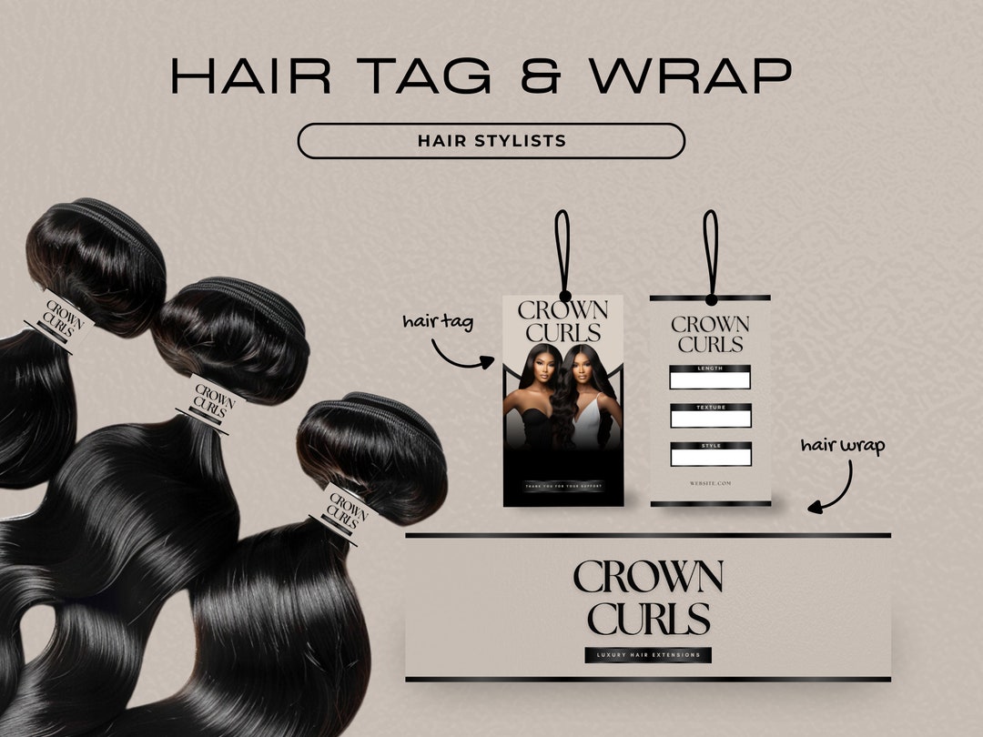 Hair Extension Tags and Wraps Templates Hair Business Branding Canva ...